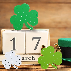 St. Patrick's Day Table Wooden Signs 3 Pieces St. Patrick's Table Decor Irish Themed Wooden Shamrock Decor Green Shamrock Blocks St. Patrick's Day Shamrocks Lucky Sign for Home Decor (Cute Style)