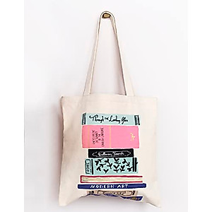 Kate Spade New York Canvas Book Tote with Interior Pocket, Stack of Classics