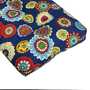 Magpie Fabrics Patio Bench Cushion 42"x18", Indoor/Outdoor Non-Slip Water Resistant Long Seat Pads, Tufted Loveseat Cushion for Swing, Settee, Window, Garden, Wicker, Front Porch (Heronsbill Navy)