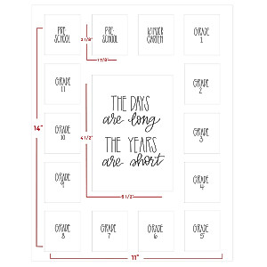 School Days Picture Mat with Multiple Openings–School Years Photo Collage – The Days Are Long Picture Mat – No Frame - 2 Pre-School & Kindergarten to 12th Grade (15 Photos, 2PreK-12th White)
