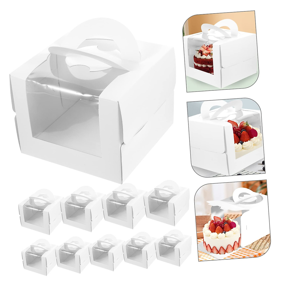 NOLITOY Handheld Cake Carrier Box 10pcs Cake Packing Boxes for Wedding Birthday