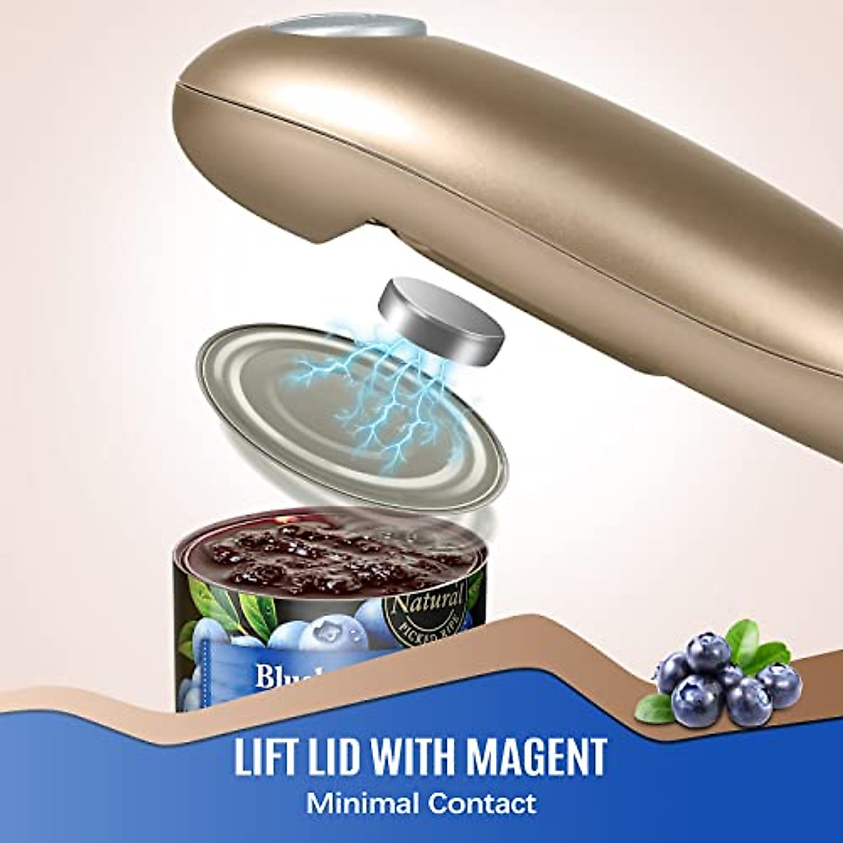 Automatic Electric Can Opener, Open Cans in One Click, Smooth Edge Handheld Hands Free Food-Safe Battery Operated Can Openers, Kitchen Gadget Gift for Chefs, Arthritis and Seniors