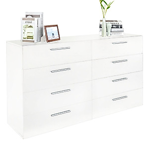 Karl home 8 Drawer Dresser for Bedroom, Wood Black Dresser Chest of Drawers, Bedroom Dresser TV Stand, Large Dresser Storage Chest with Deep Drawers, Bedroom Furniture, 47.2" X 15.7" X 31.5"