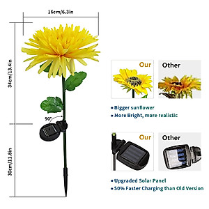 Solar Garden Lights, 2 Pack Solar Outdoor Lights, Chrysanthemum Shape Waterproof Solar Garden Decoration Lights for Lawn, Patio, Pathway, Yard (White)