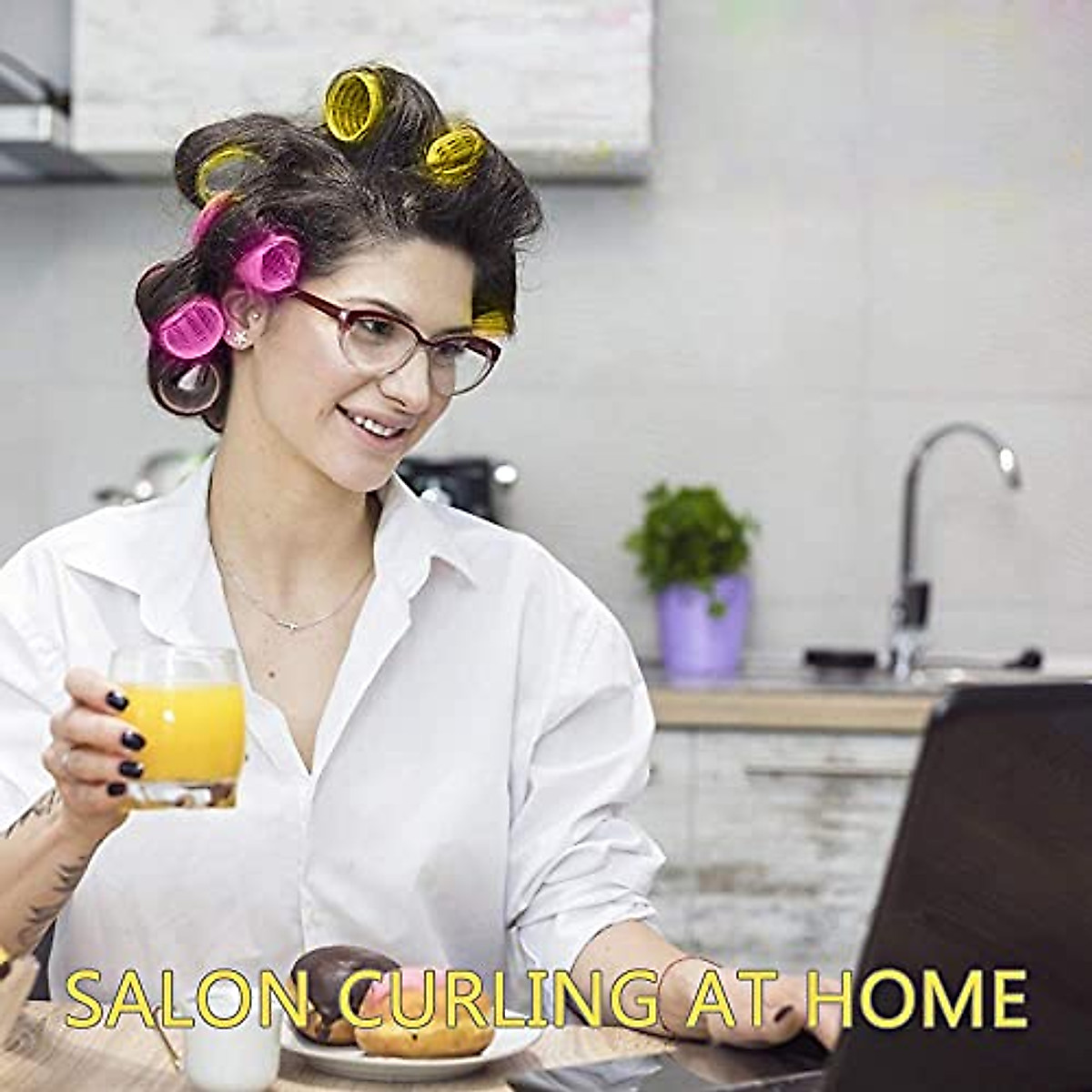 36 Pack Self Grip Hair Rollers Set - Salon Dressing Curlers for Long Hair, No Heat Jumbo, Large and Medium Rollers With Clips & Comb