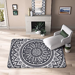 LEEVAN Area Rug Modern No-Shedding Non-Slip Machine Washable Indoor Rug Rectangle Living Room Bedroom Study Soft Carpet Floor Mat Home Decor (3 x 4 ft, Grey Mandala)