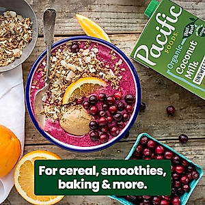 Pacific Foods Organic Unsweetened Coconut Milk, Plant Based Milk, 32 oz Carton (12 Pack)