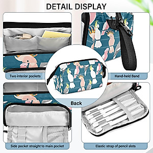 Yasala Pencil Case Cockatoo Cartoon Pen Pouch Holder Art Kits Storage Bag Cosmetic Organizer Carrying Case for Office Supplies Travel Bag for Makeup Large Stationary Bag with Handle