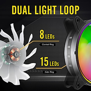 EZDIY-FAB Moonlight 120mm RGB Case Fan with Fan Hub X and Remote,Motherboard Aura SYNC,Speed Control,ARGB Fan for PC Case Desktop-6 Pack