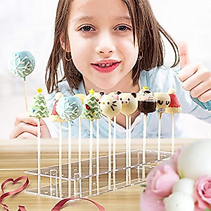 Cake Pop Holder, 2-Pack 21 Hole Clear Acrylic Cake Pop Stand Display for Weddings Baby Showers Birthday Parties Anniversaries Halloween Candy Decorative