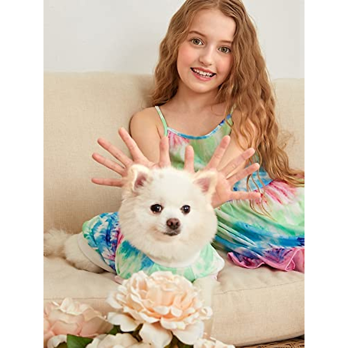 QWINEE Tie Dye Dog T Shirt Vest Dog Apparel Cat Clothes for Puppy Kitten Small Medium Large Dogs Multicolor Small