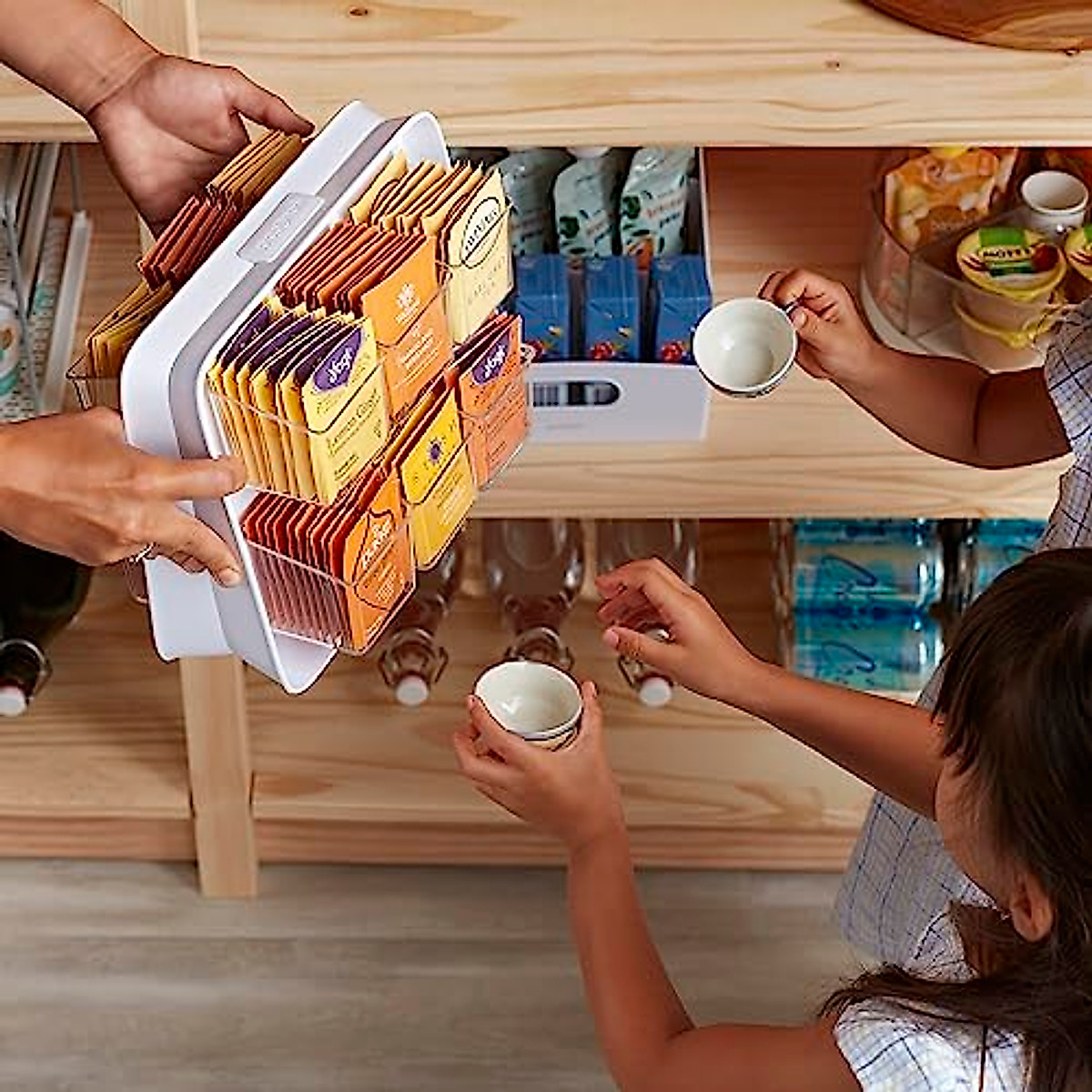 YouCopia TeaStand Tea Bag Organizer with Clear Removable Bins, Cabinet or Pantry Storage Caddy, 120-Bag