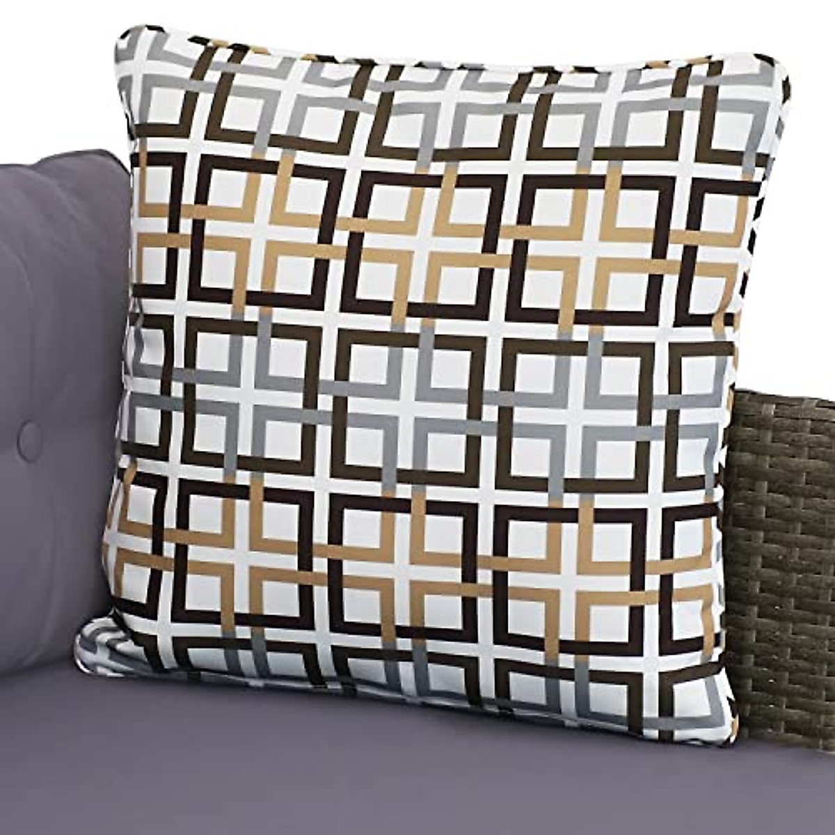 Sunnydaze Longford Outdoor Patio Sectional Sofa Set - Backyard Resin Rattan Chaise Lounge Furniture with Coffee Table and Thick Cushions - Conversation Set - Charcoal Cushions