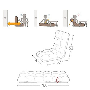 PRODCA Modern Folding Lounge Chaise for Living Room and Bedroom，5 Reclining Position, Djustable Foldable Modern Leisure Sofa Video Gaming Sofa