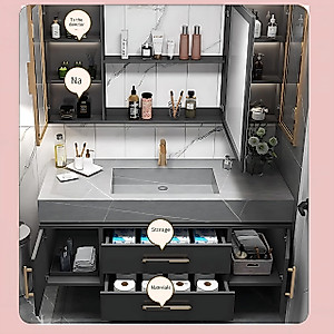 ZGNBSD Floating Bathroom Vanity - Freestanding Bathroom Vanity with Sink and Smart Demister Mirror | Solid Wood Modern Bathroom Vanity (32")