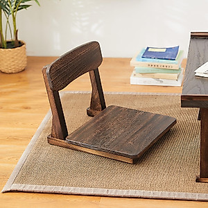 GZQWDC Japanese Floor Chair,Tatami Zaisu Meditation Yoga Chair Indoor Outdoor with Back Support,Bed Chair,Floor Seating (Wood)