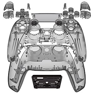 eXtremeRate Full Set Shell with Buttons Touchpad Cover, Clear Black Custom Replacement Decorative Trim Shell Front Back Plates Compatible with p s 5 Controller BDM-010 020 - Without Controller