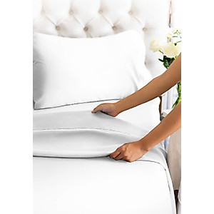 400 Thread Count Cotton Sheet Set - Full Size 100% Cotton Sheets - Easily Fits 8" to 16" Mattress - Silky-Soft, Wrinkle Free, Breathable and Comfy - Deep Pockets & Hotel Quality Bedding Set - White