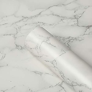 Homease 24" x 196" Wide Marble Contact Paper Granite Black/White Matt Peel and Stick Wallpaper for Cabinets Kitchen Countertops Furniture Renovation Thick Self Adhesive PVC Vinyl Film Waterproof