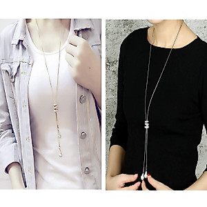 Cathercing Spiral Pearl Pendant Long Necklace for Women Sweater Chain Statement Necklace Choker Adjustable Elegant Jewelry Crystal Accessories Dressy Collocation Winter Evening Party Wedding