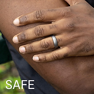 ROQ Silicone Rubber Wedding Ring for Women, Thin Stackable Braided Flame Leaves & Dome, Rubber Silicone Wedding Band, Anniversary Rings, Promise Ring, 4/5.5mm Wide 2mm Thick, 2 Pack, Black, Size 7