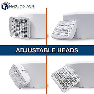 LFI Lights | Self Testing Emergency Light | White Housing | Two LED Adjustable Square Heads | Hardwired with Battery Backup | UL Listed | (2 Pack) | EL-2-W-ST