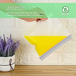 Large Reusable Food Storage Freezer Bags, Leakproof Flat Reusable Sandwich & Snack Freezer Bags, 12 Pack Gallon Food Storage Freezer Bags for Fruits, Veggies, Lunch, Meats, Cereals, Soup & Sauce Storage