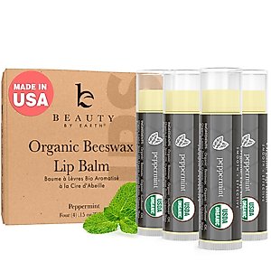 USDA Organic Peppermint Lip Balm - USA Made with Natural Ingredients, Chapstick for Dry Lips, Valentines Day Gifts, Birthday & Beauty Gifts for Women, Men, Teens & Kids, Lip Moisturizer