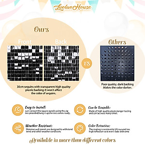 Shimmer Wall Panel Sequin Wall Backdrop Halloween Backdrop Black Backdrop 24-Packs Glitter Bling Background for Bachelorette Parties Advertising Signs