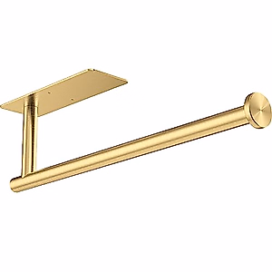 Gewtur Gold Paper Towel Holder Under Cabinet, Self Adhesive Paper Towel Roll Holder Stick on Wall, Stainless Steel Towel Paper Holder for Kitchen Bathroom