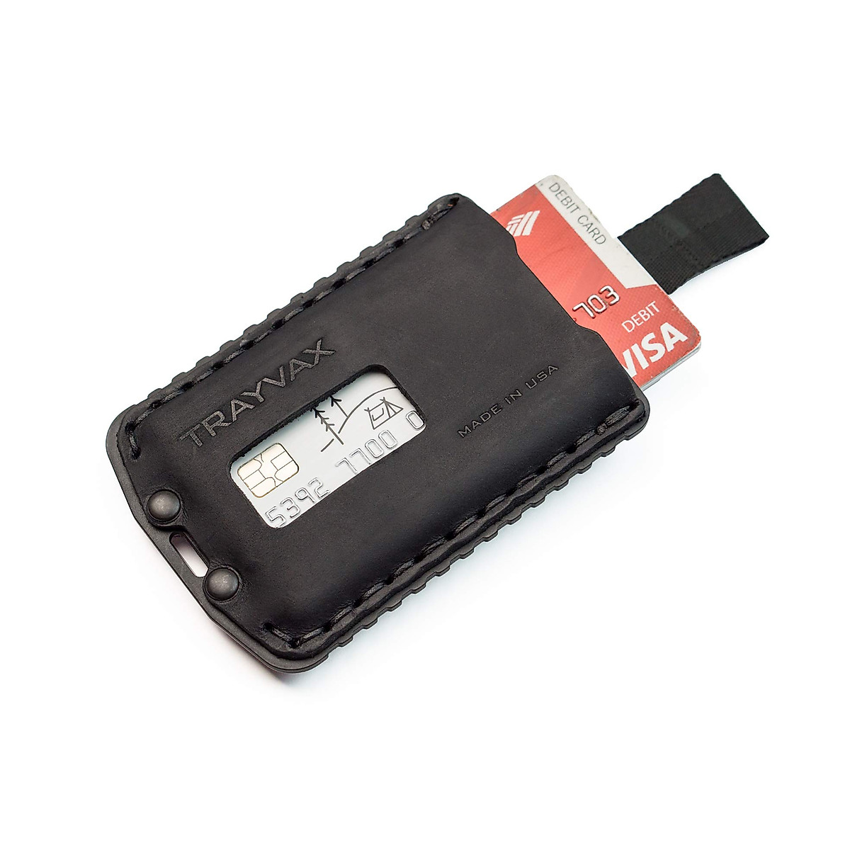 Trayvax Ascent Wallet, RFID Front Pocket Money and Credit Card Holder, Minimalist Slim Leather Metal Wallet for Men and Women, Black Stealth Black