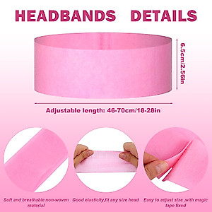 Sdfsdf 128 Pieces Disposable Spa Facial Headbands Stretch Non-Woven Headband Soft Skin Care Hair Band with Convenient Closure for Women Girls Salons Esthetician Supplies, Pink Large, 40.0 Count