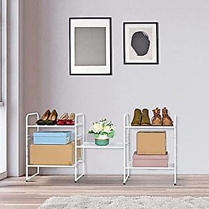 wkokos 3-Tier Small Shoe Rack, Stackable Narrow Shoe Shelf Storage Organizer, Heavy Duty Metal Free Standing Shoe Rack for Entryway Closet Doorway, White