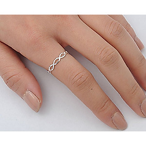 Wave Infinity Solid Beautiful Ring New .925 Sterling Silver Band Size 2