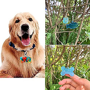 11 Cavities Silicone Dog Bone Shaped Tag Mold Cat Tag Fish Mold Keychain Pendant Clay Mold Pet Dog Tag Resin Molds Circle Round Pendant Epoxy Casting Mould for DIY Homemade Crafts Making