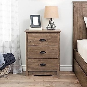 Prepac Salt Spring Rustic Tall Nightstand Side Table with 3 Drawers, Farmhouse Tall 3-Drawer Bedside Table 16" D x 23" W x 29" H, Drifted Gray, DDC-2403