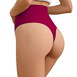 FallSweet Ultra High Waisted Thong No Show Underwear for Women High Rise Panty Pack(mix1,L)
