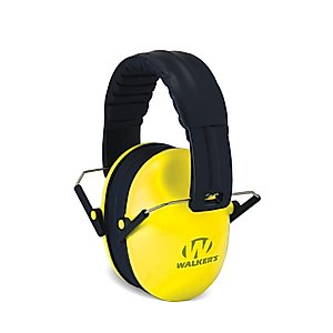 Walker's Youth Children’s Low Profile Lightweight Padded Headband Adjustable Folding Noise-Reducing Hearing Protection Earmuffs, Highlighter Yellow