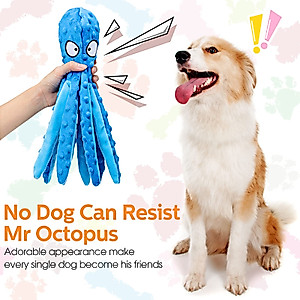 Vinsot 6 Pack Dog Squeaky Toys Octopus No Stuffing Crinkle Plush Dog Toys Durable Interactive Cute Chew Toys for Puppy (Colorful)