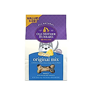 Old Mother Hubbard by Wellness Classic Original Mix Natural Dog Treats, Crunchy Oven-Baked Biscuits, Ideal for Training, Small Size, 3.8 pound bag