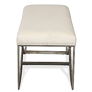 Roundhill Furniture Mantalia Upholstered Bench with Metal Frame, Champagne