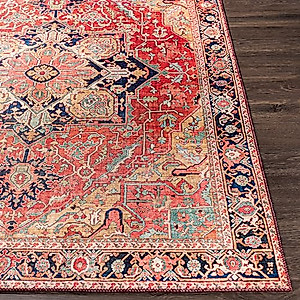 Livabliss Alfons Medallion Oriental Area Rug,7'6" x 9'6",Red/Gold