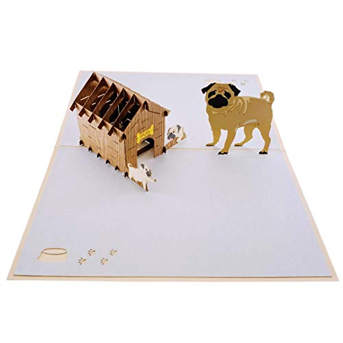 iGifts And Cards Happy Pug Family 3D Pop Up Greeting Card – Birthday, Friendship, Thank You, Congratulations, Celebration, Super Cute, Dog, Puppies, Card For Dog Lovers