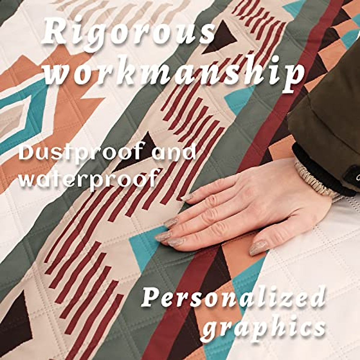 ZYlifemagic Extra Large Outdoor Picnic Blankets Waterproof, for The Beach, Camping Travelling on The Grass, Park Blanket, Rolling Up Packaging，Portable Carring, 79" x 79" Picnic Mat - Aksu Style