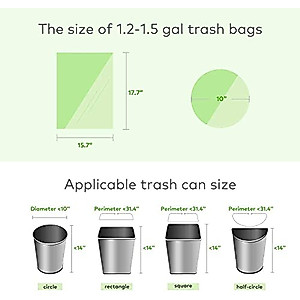 1.2 Gallon Small Trash bags Biodegradable Mini Bathroom Garbage Bags Fit 4.5 Liter Trash-Can-Liners for Bathroom Kitchen Office (150 Counts,Green)