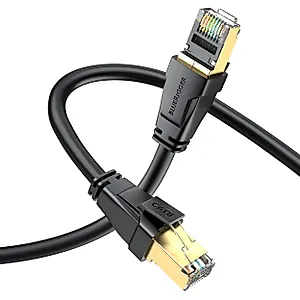 BlueRigger CAT 8 Ethernet Cable - 50FT Regular (RJ45, 40Gbps, 2000MHz, CAT8 Internet Cable) High Speed LAN Network Cable - Compatible with Game Consoles, HDTV, Router, PC