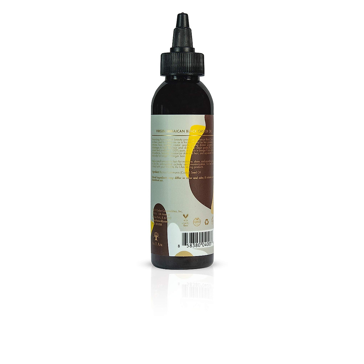 As I Am Virgin Jamaican Black Castor Oil 4oz - 100% Pure and Natural - Rich in Omega-9 Fatty Acids, Antioxidants - Cold Pressed, Unrefined - Extracted from Roasted Castor Seeds