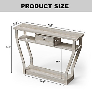 WATERJOY 47" Wooden Entryway Table with Drawer and Shelf, Accent Tables for Living Room Hallway