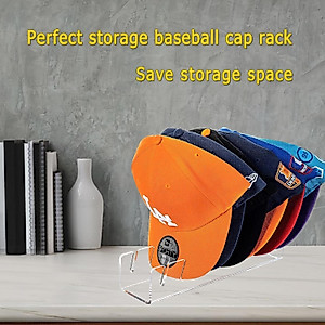 WEERSHUN Hat Stand for Baseball Caps Display and Organizer - 2 Pack, No Install Acrylic Hat Holder for 14 Baseball Caps for Bedroom, Closet, Dresser