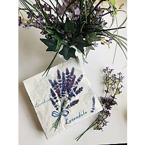 Nantucket 40 cts 13x13 Pretty Lavender Flower Paper Napkins | Flora Luncheon Dinner Napkins | Pretty purple napkin for party buffet, each 6.5''x6.5'' folded 13''x13'' unfolded